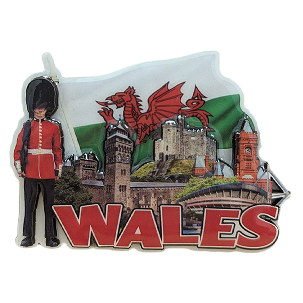 Wales Landmarks Waving Flag 2 3D Epoxy Magnet (3DEM022) – ManavUK