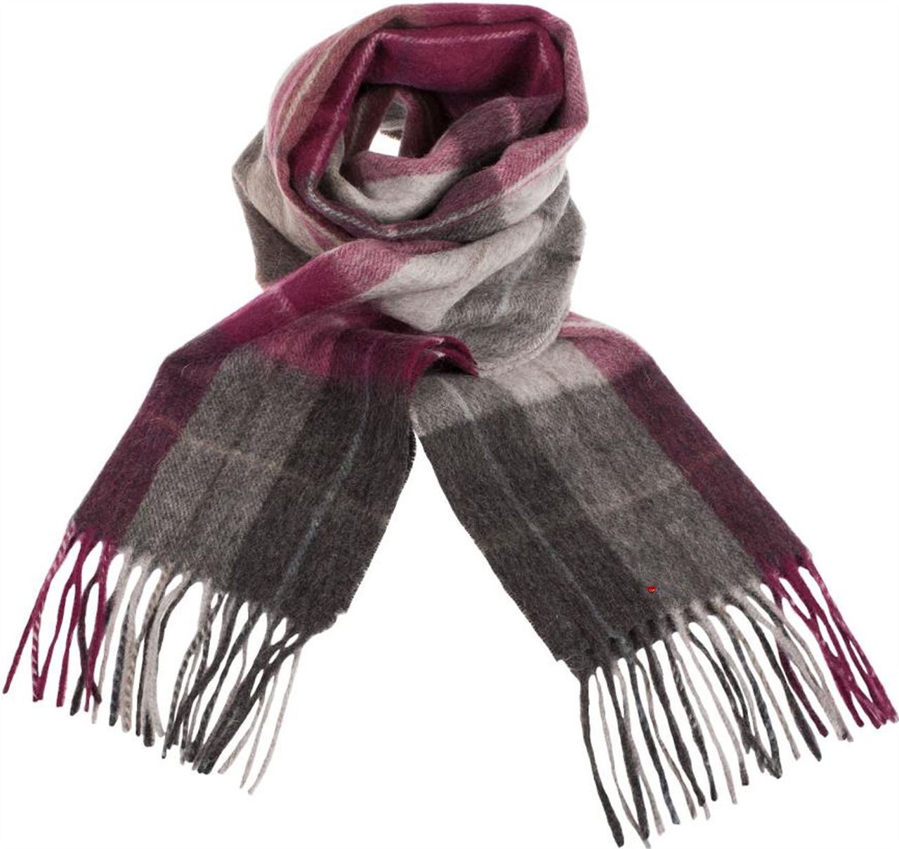 Welsh Woollens 100% Lambswool Scarf Multi Windowpane - Khaki/Grey/Plum ...