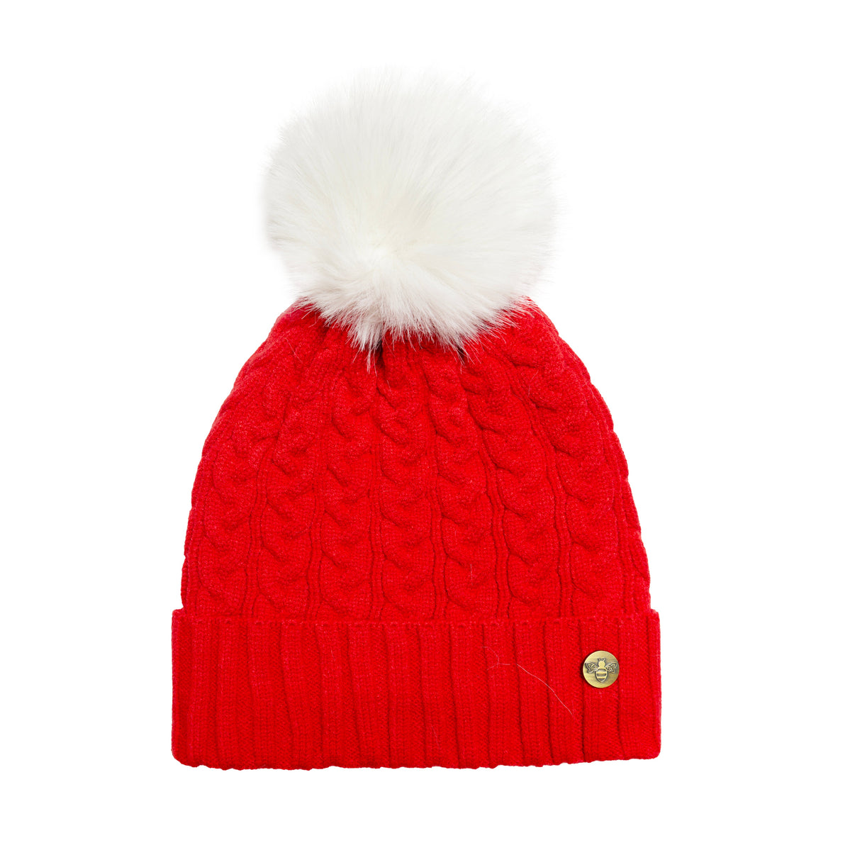 House of Celtic Bee Cable Pom Pom Hat Ferrari Red / White – ManavUK